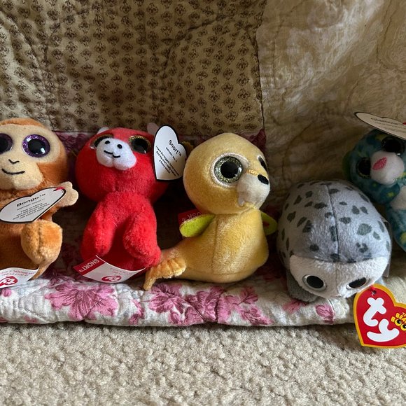 Ty | Toys | Ty Minismonkey Cow Walrus Seal And Cheetah | Poshmark